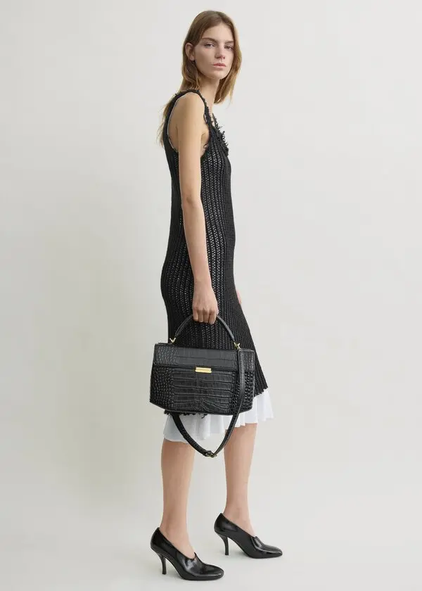 TOTEME Clip Croco-embossed Top Handle