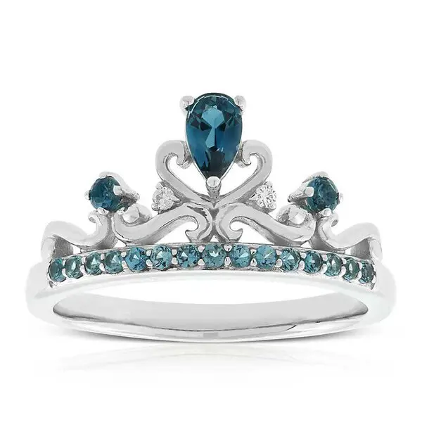 Benbridge Topaz & Diamond Crown Ring 14k,wg |r255760w4btdl01d - Blue