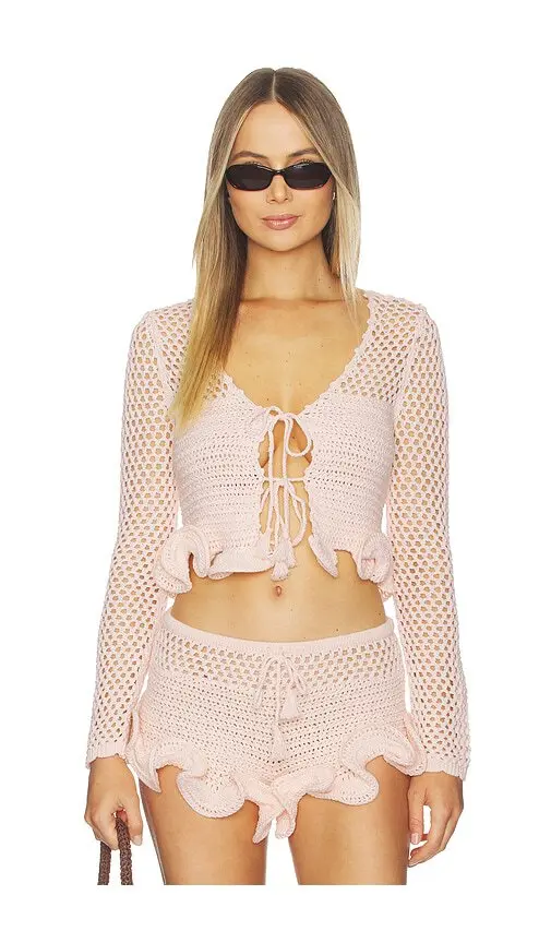 LOVERS AND FRIENDS Blake Open Knit Cardigan - Pink