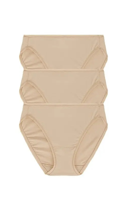 Natori Bliss Bare Cotton Bikini 3-pack In Nude - Cafe