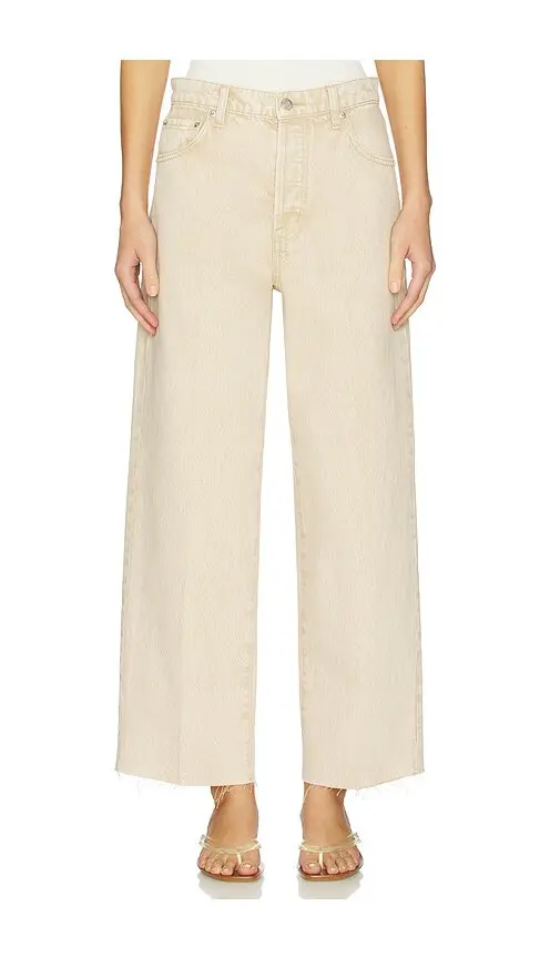 PISTOLA Tate Crop High Rise Bowed Wide Jeans In Tan - Dune