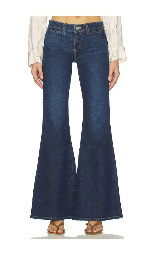 RE/DONE The Janis Wide Leg & Flare Jean In Blue - Dk Santa Cruz