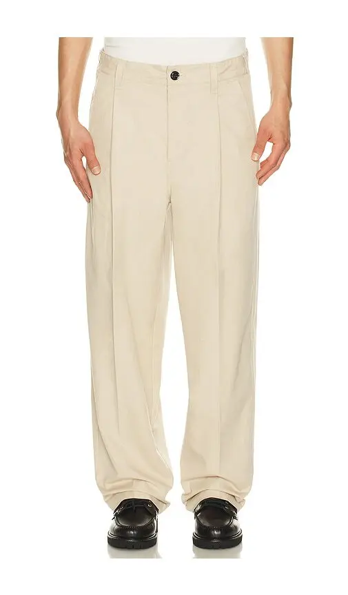 Obey Dean Pleated Pant In Cream - Cement