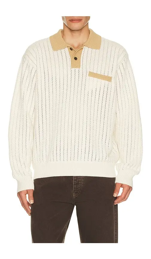 Obey Jasper Polo Sweater In Cream - Unbleached Multi