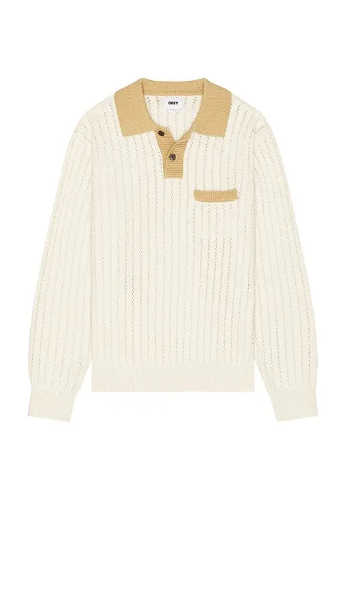 Obey Jasper Polo Sweater In Cream