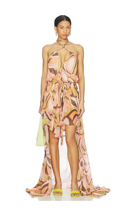 Alexis Gisela Dress In Pech - Abstract Print