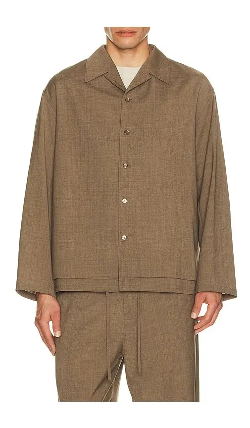 LE17SEPTEMBRE Double Layered Open Collar Shirt In Taupe - Brown