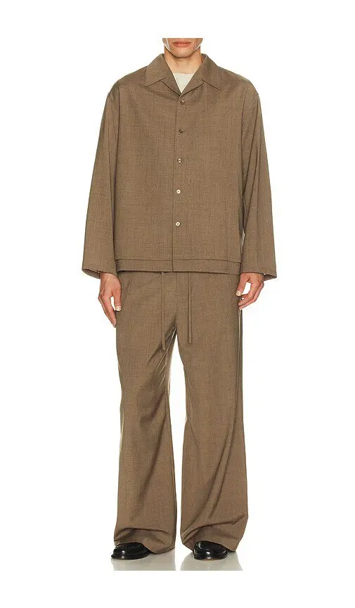LE17SEPTEMBRE Double Layered Open Collar Shirt In Taupe