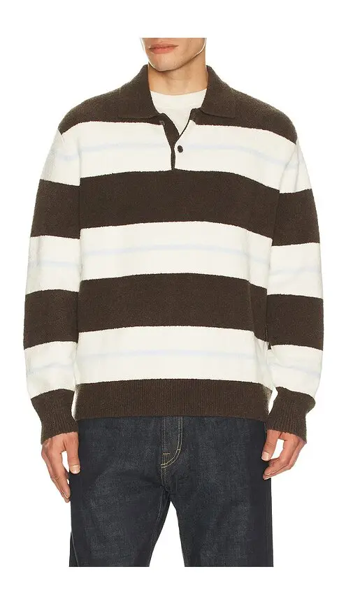 SAMSOE SAMSOE Sanino Polo In Olive,white - Black Olive Stripe