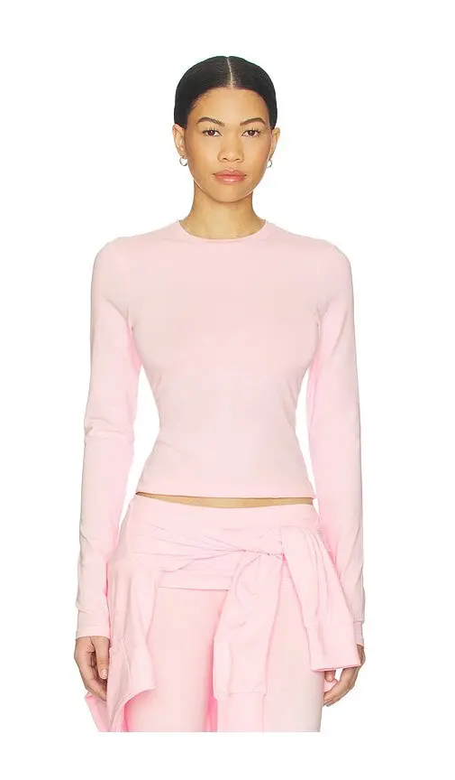 SKIMS Cotton Jersey Long Sleeve T-shirt In Pink - Cherry Blossom