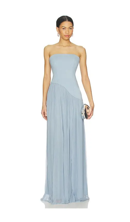LOVERS AND FRIENDS Alice Strapless Gown In Blue - Dusty Blue