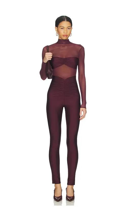 SEROYA Brietta Catsuit In Wine - Merlot