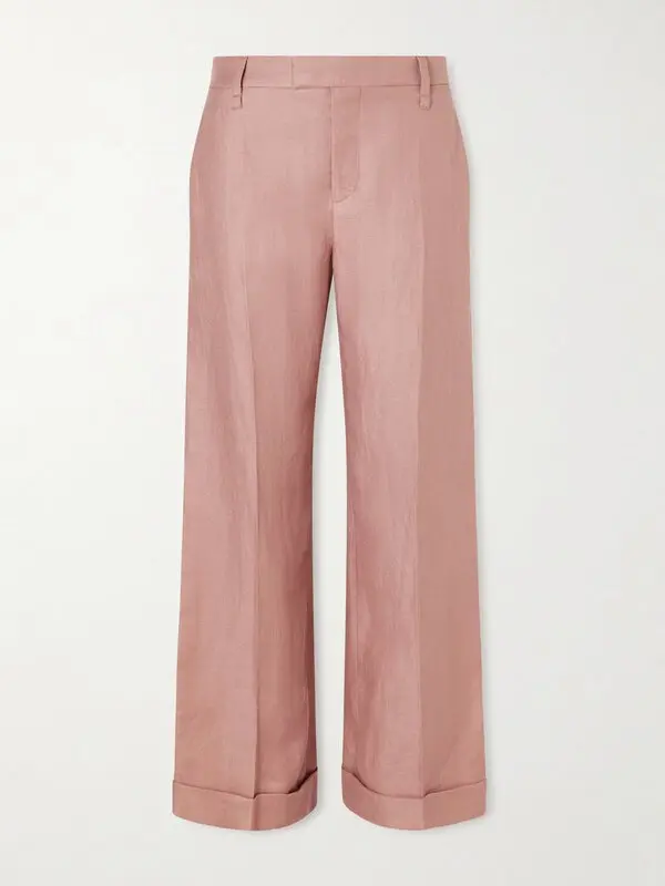 Brunello Cucinelli Linen Wide-leg Trousers - Pink
