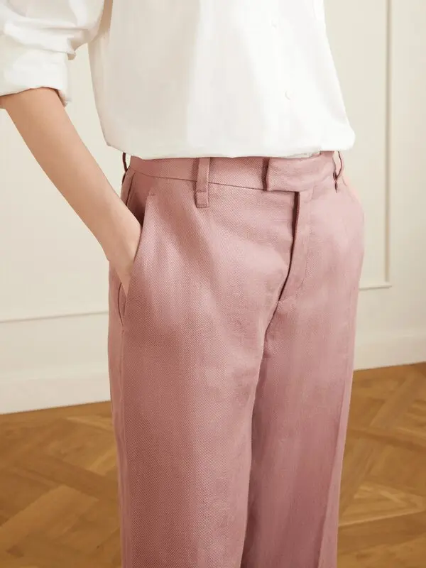 Brunello Cucinelli Linen Wide-leg Trousers - Pink