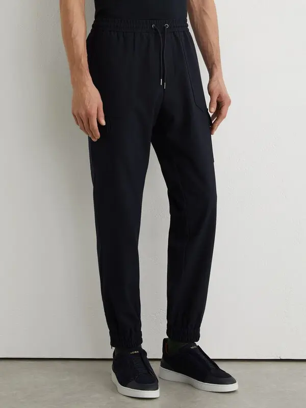 REISS Hidden Slim-leg Drawstring Cargo Trousers