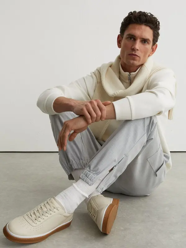 REISS Slim-leg Drawstring Cargo Trousers - Soft Grey