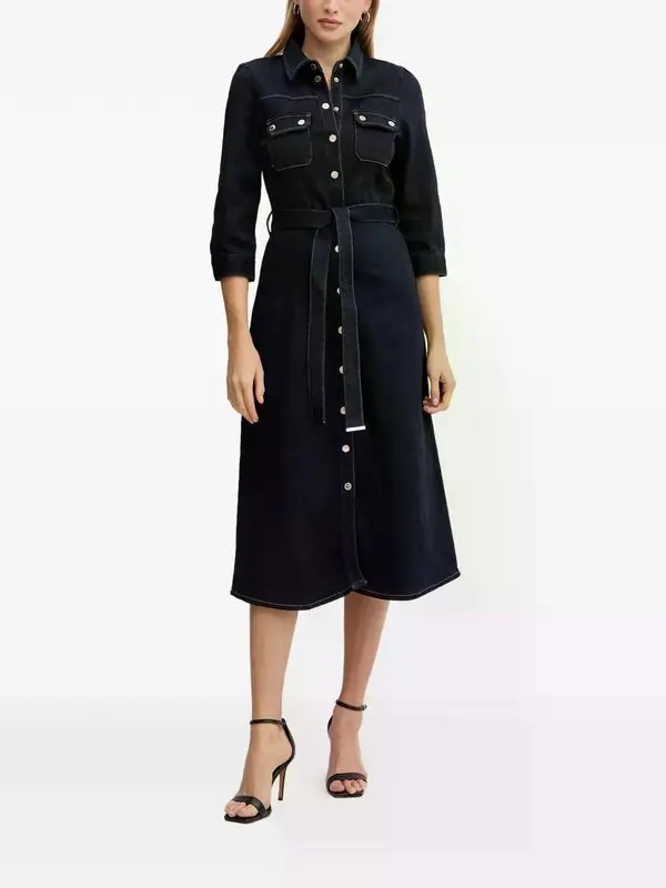 MORGAN Button Front Belted Midi Dress