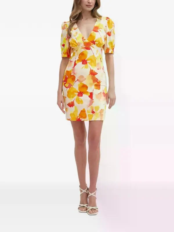MORGAN Puff Sleeve Floral Mini Dress - Yellow