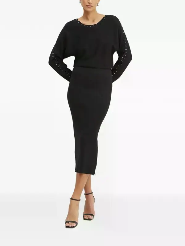 MORGAN Studded Ribbed Dress - Black