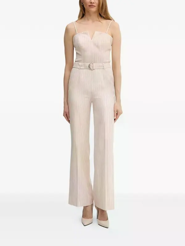 MORGAN Striped Belted Jumpsuit - Neutrals