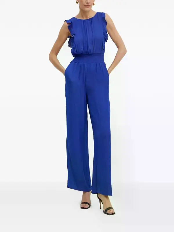 MORGAN Ruffled Smocked Jumpsuit - Blue