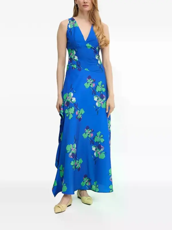 MORGAN Floral V-neck Maxi Dress - Blue