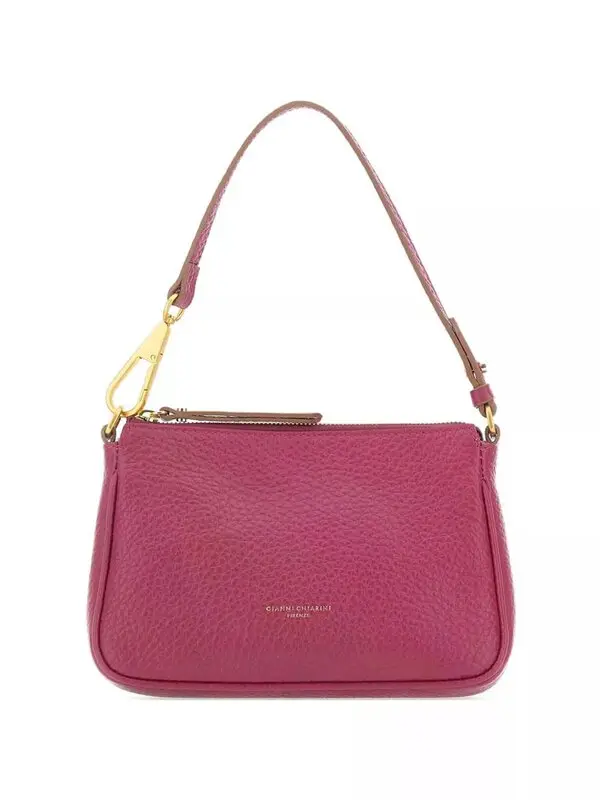 GIANNI CHIARINI Zip Maxigrain Leather Shoulder Bag - Pink
