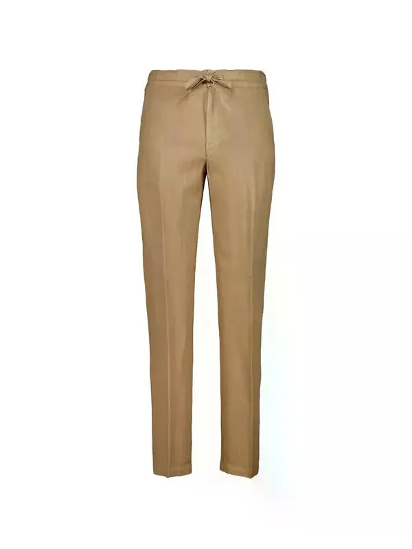 120% Lino Drawstring Linen Trousers - Neutrals