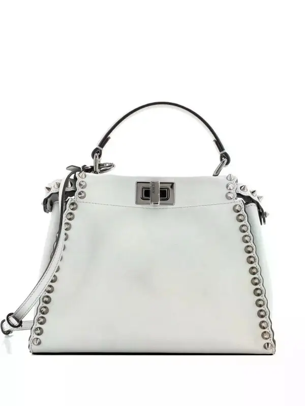 Fendi Peekaboo Bag Leather With Studded Detail Mini Satchel - Blue