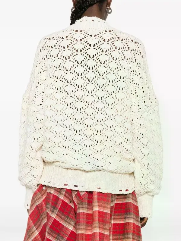 Blumarine V-neck Open Knit Sweater