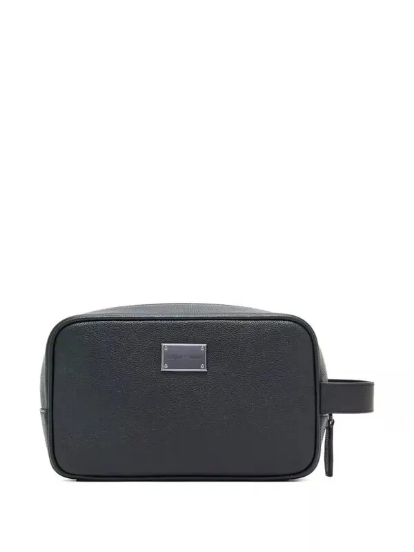 Emporio Armani Leather Wash Bag - Black