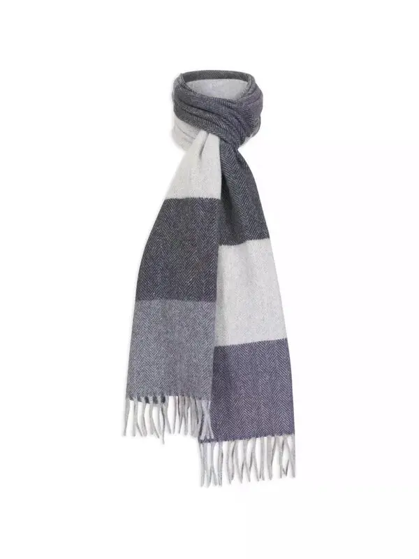 CHELSEY IMPORTS Striped Fringed Scarf - Grey