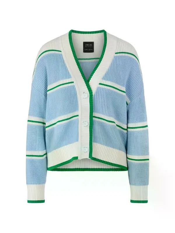 MARCCAIN Striped V-neck Cardigan - Blue