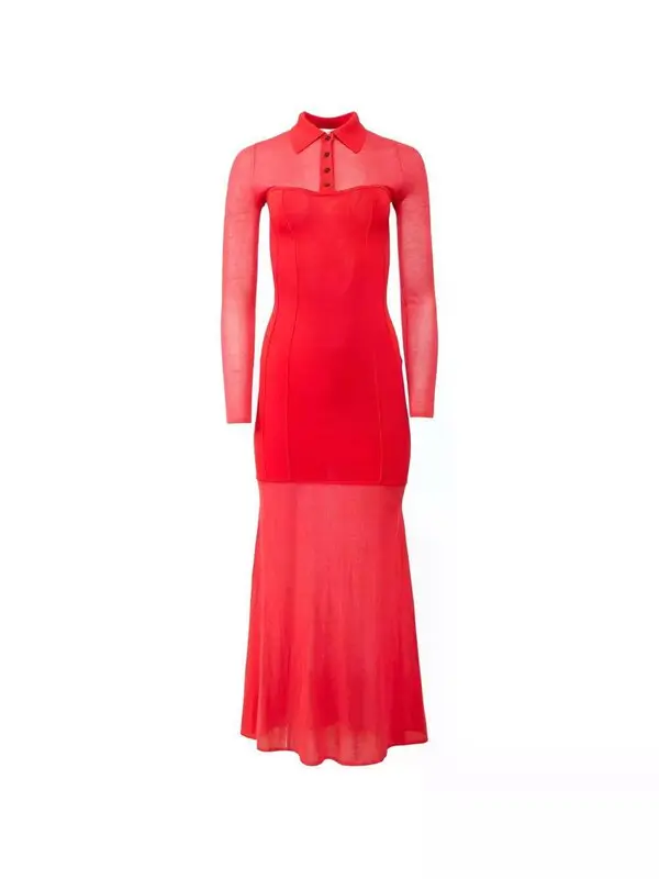 Fleur Du Mal Kate Button Maxi Dress - Red