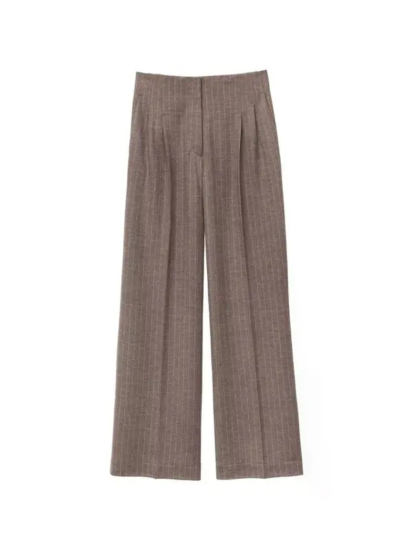 Iris Von Arnim Pinstripe Pleated Trousers - Brown
