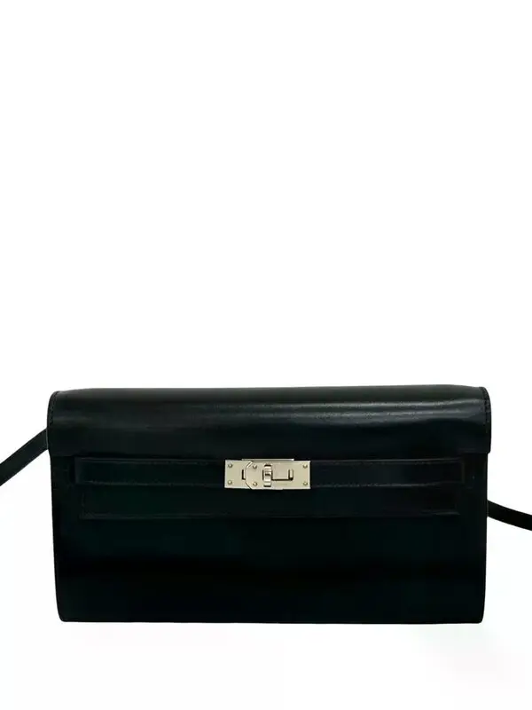 Hermès 2023 Box Calf Kelly To Go Wallet Crossbody Bag - Black