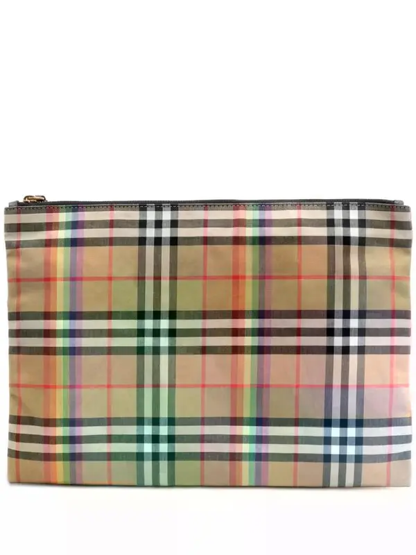Burberry 2000-2017 House Check Canvas Rainbow Clutch Bag - Brown