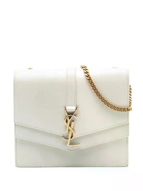 Saint Laurent 2018 Medium Leather Monogram Sulpice Crossbody Bag - White