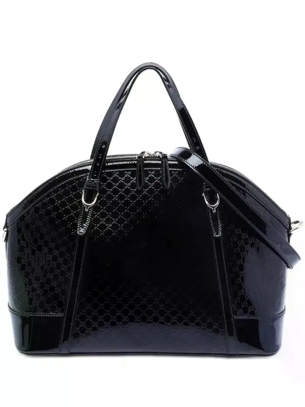 Gucci 2016-2026 Large Microguccissima Patent Dome Satchel - Black
