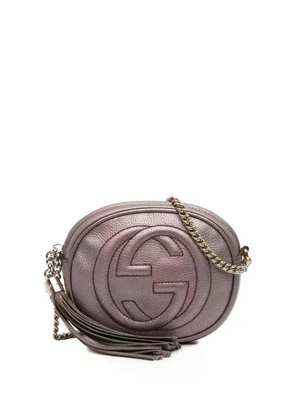 Gucci 2016-2025 Mini Metallic Pebbled Calfskin Soho Chain Crossbody Bag - Pink