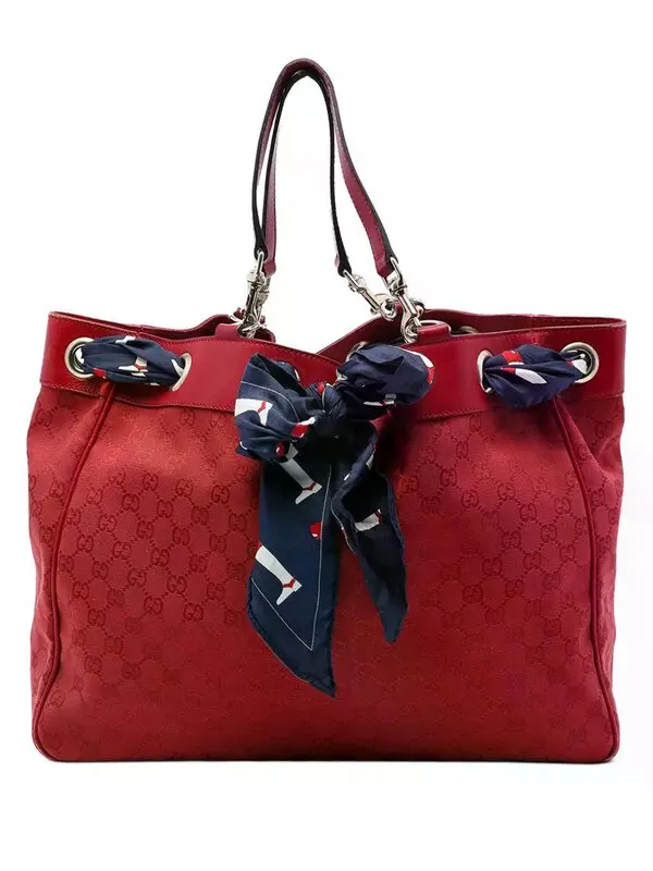 Gucci 2016-2025 Large Gg Canvas Positano Tote Bag - Red