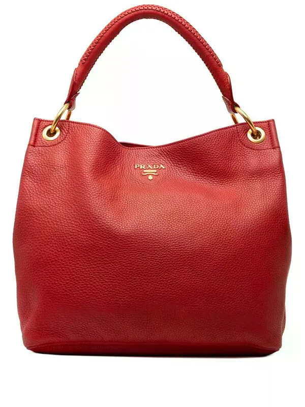 Prada 2010-2026 Vitello Daino Hobo Bag - Red
