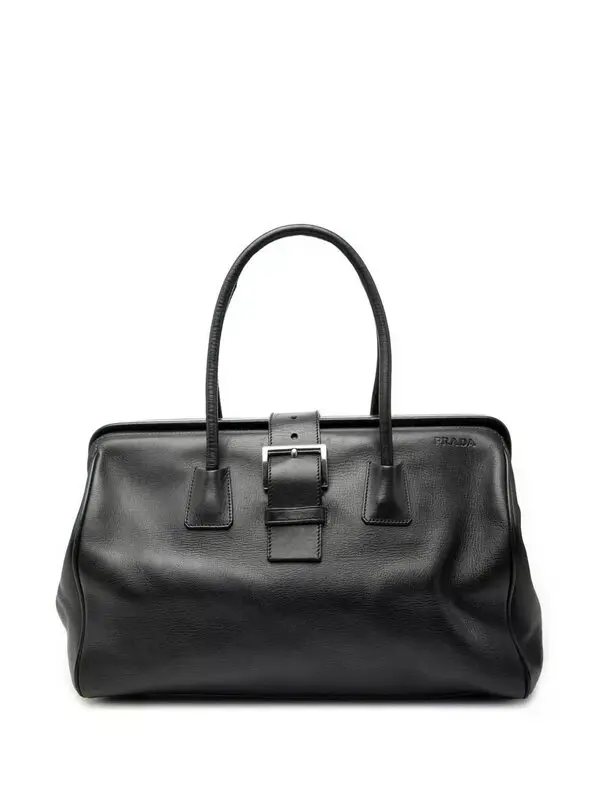 Prada 2010-2026 Vitello Fibbia Doctor Bag Handbag - Black