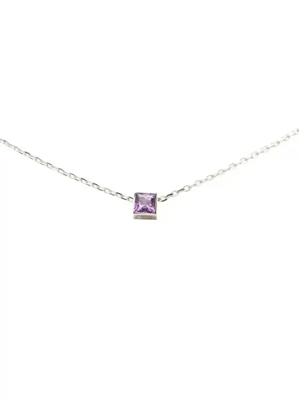 Gucci 2015-2025 18k White Gold Amethyst Square Pendant Necklace - Purple