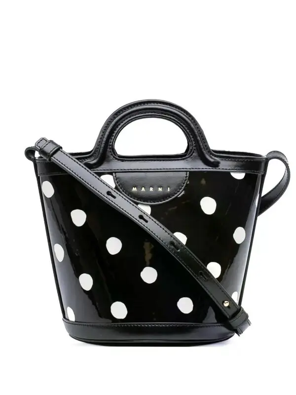 Marni 2015-2025 Patent Polka Dot Tropicalia Satchel - Black