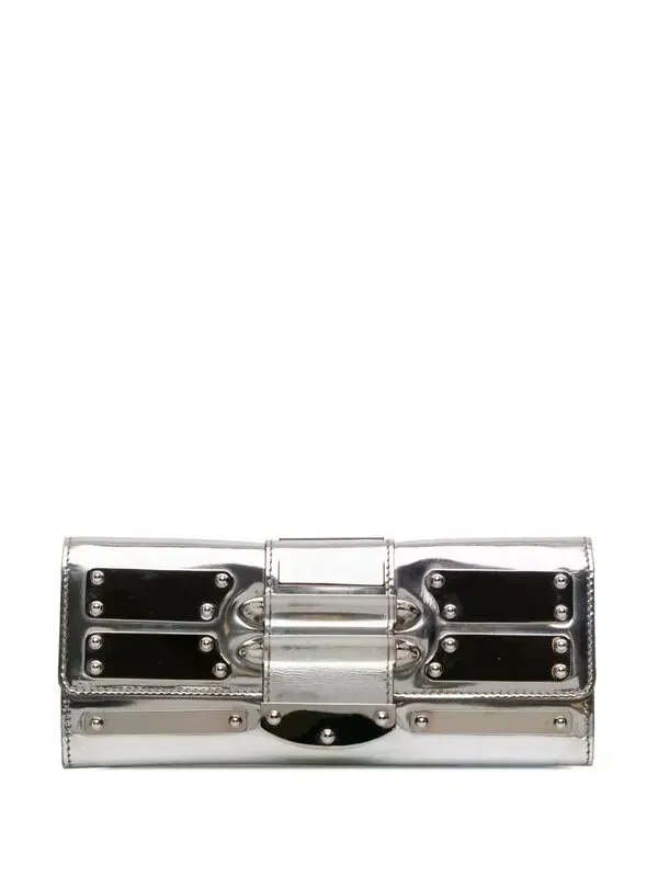 Gucci 2016-2026 Patent Leather Mirror Clutch Bag - Silver