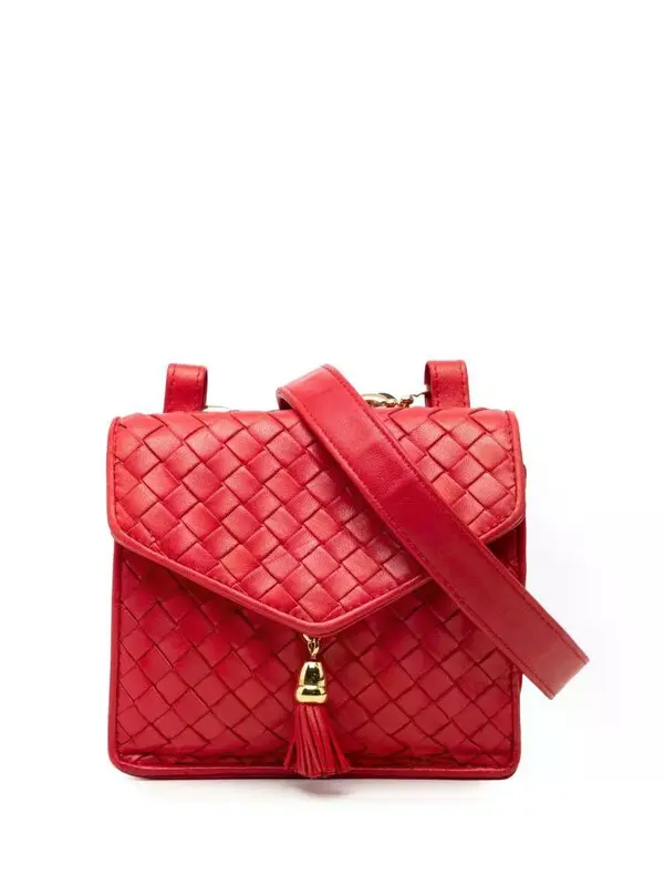 Bottega Veneta 20th Century Nappa Intrecciato Tassel Shoulder Bag - Red