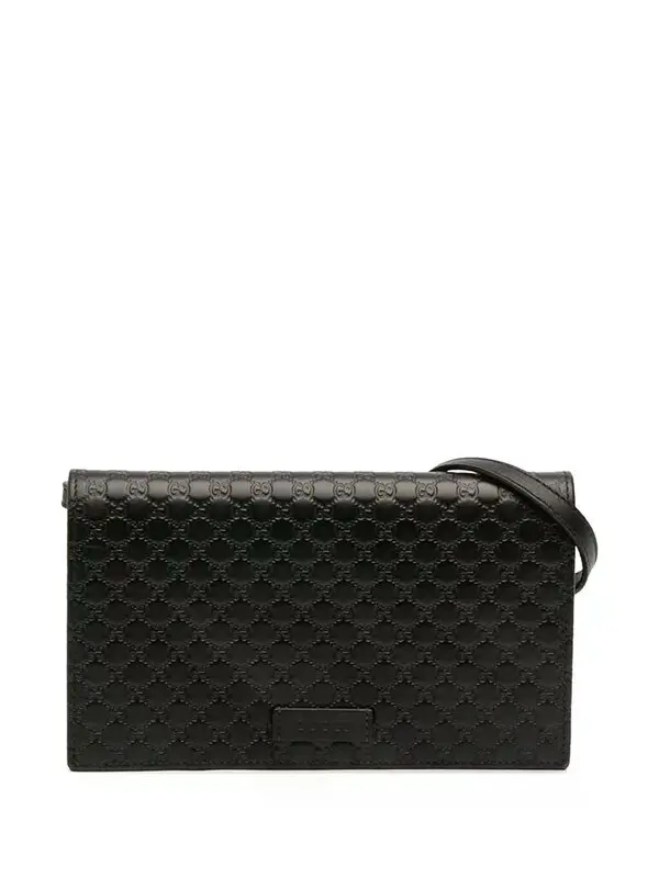 Gucci 2000-2015 Microguccissima Wallet On Strap Crossbody Bag - Black
