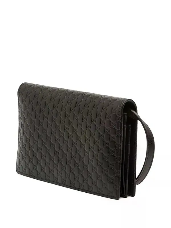 Gucci Microssima Wallet On Strap - Black