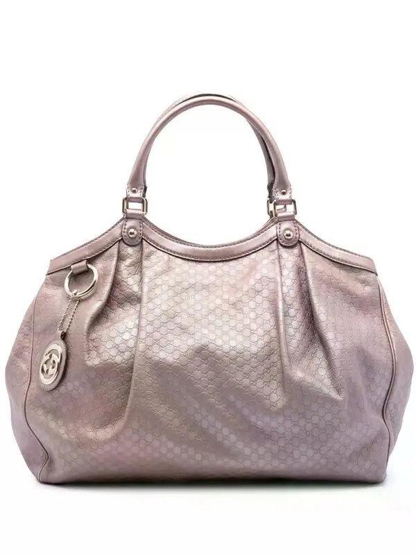 Gucci 2016-2025 Large Metallic Microguccissima Sukey Tote Bag - Pink
